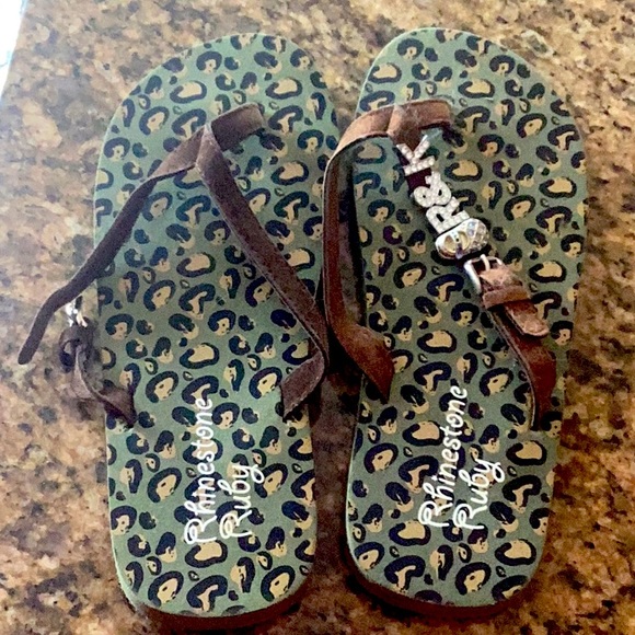 Shoes | Olive Green Cheetah Flip Flops | Poshmark